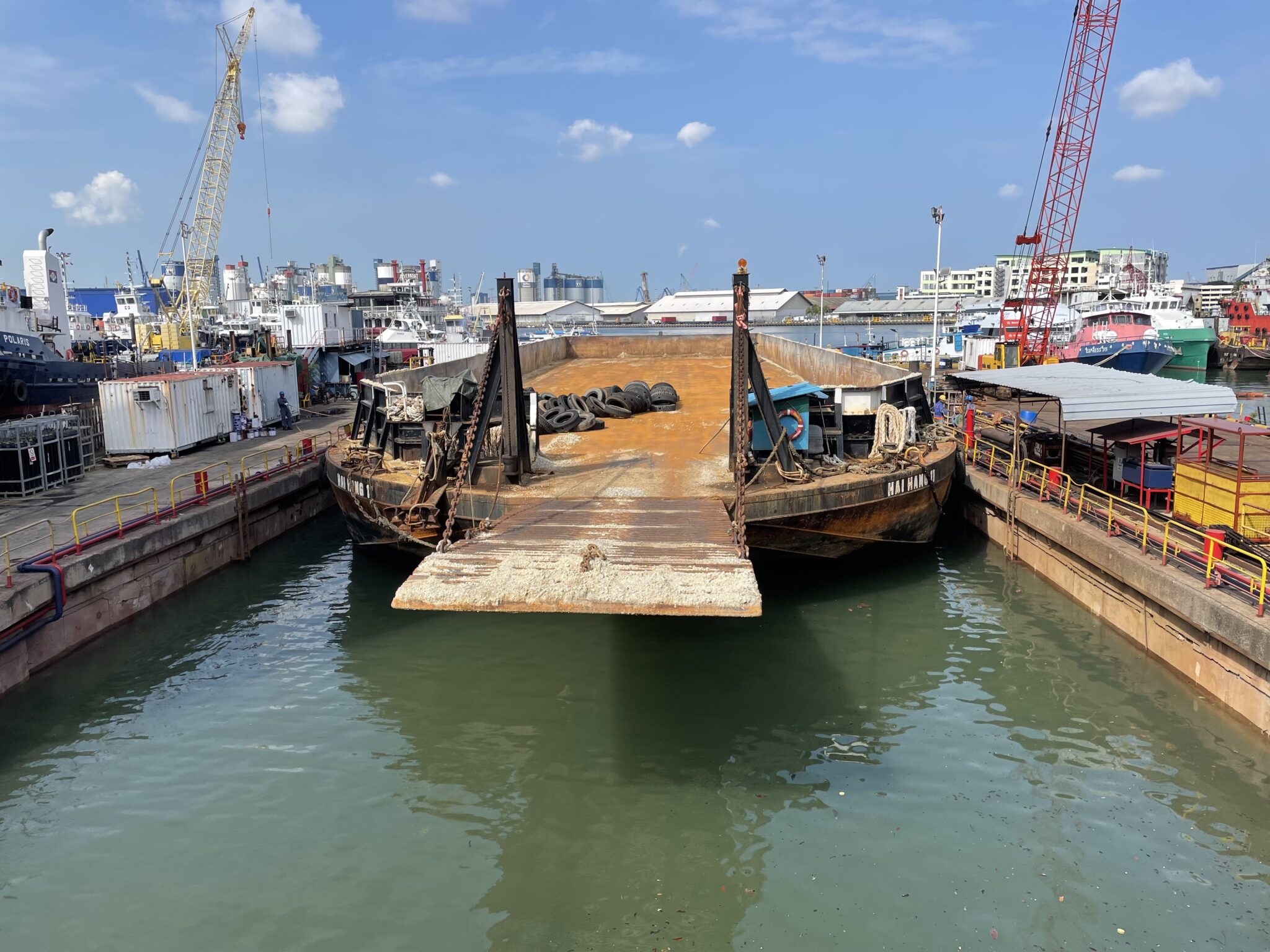 Dry dock 80 Meters length 20 Meters breadth 2000 MT 3.5 Meters draft